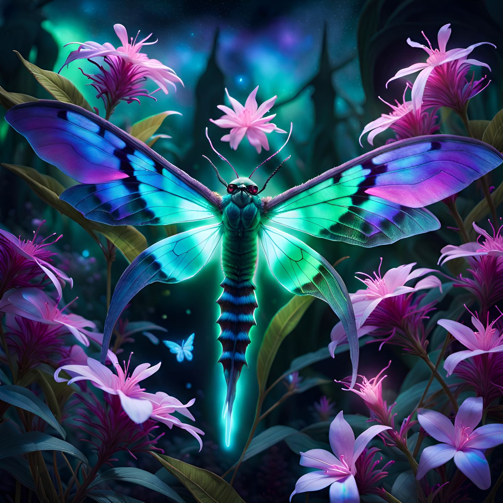 The Hawk Moth's Nocturnal Ballet in the moonlight enigma - AI Generated ...