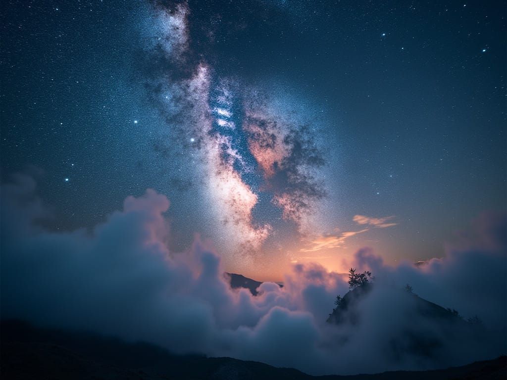 Double exposure Astrophotography milky way, capturing images of the ...