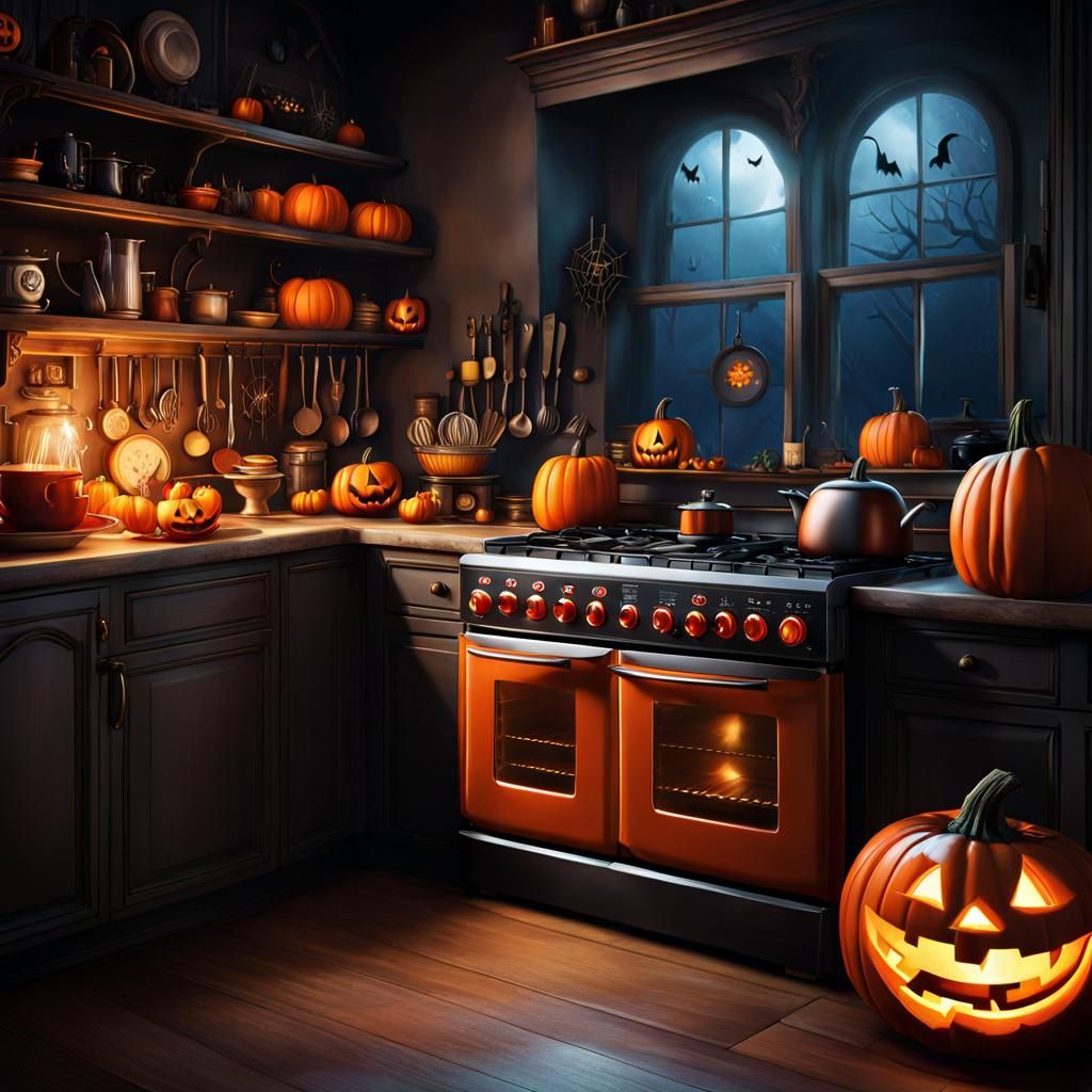 Spooky Kitchen. Do you like pumpkins? - AI Generated Artwork ...