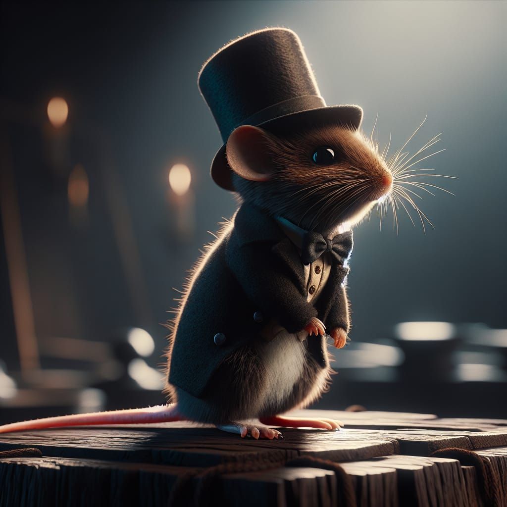 a mouse as President Lincoln standing on a platform intricate details ...