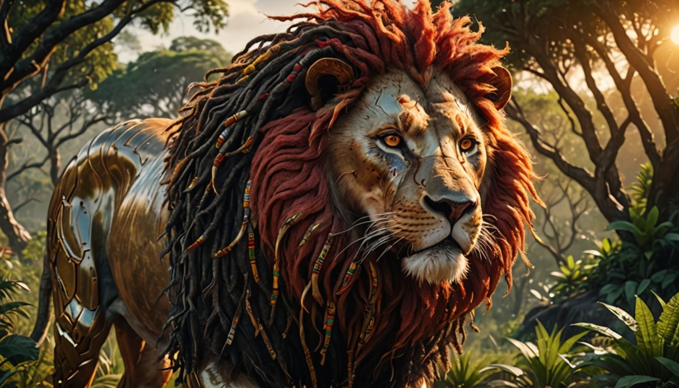 Lion with dreadlocks - AI Generated Artwork - NightCafe Creator