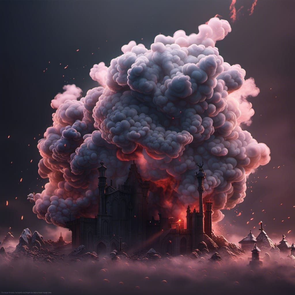 Spires of smoke - Fantastical Dark Smoke Matte Painting in 8...