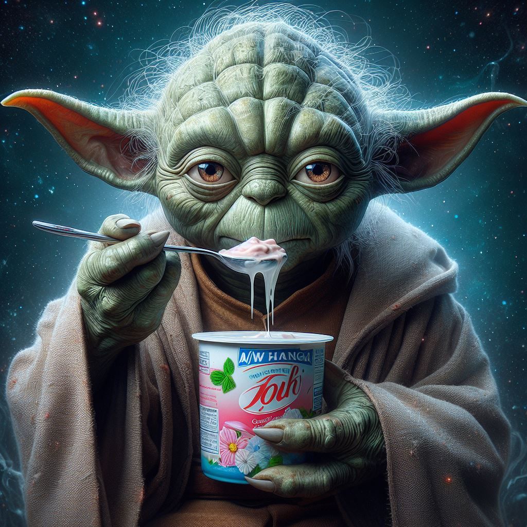 Yoda Loves His Yogurt - AI Generated Artwork - NightCafe Creator
