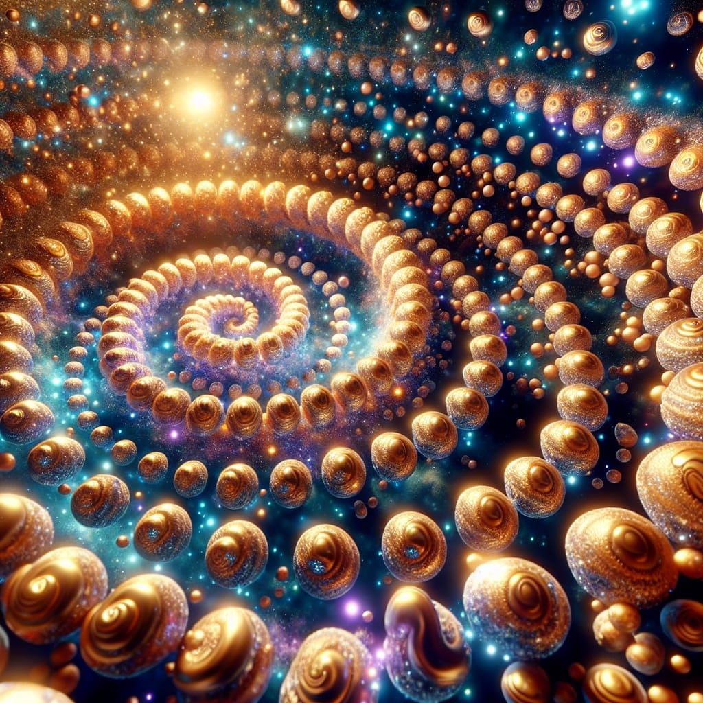 Spiral seeds scattered amid stardust,
