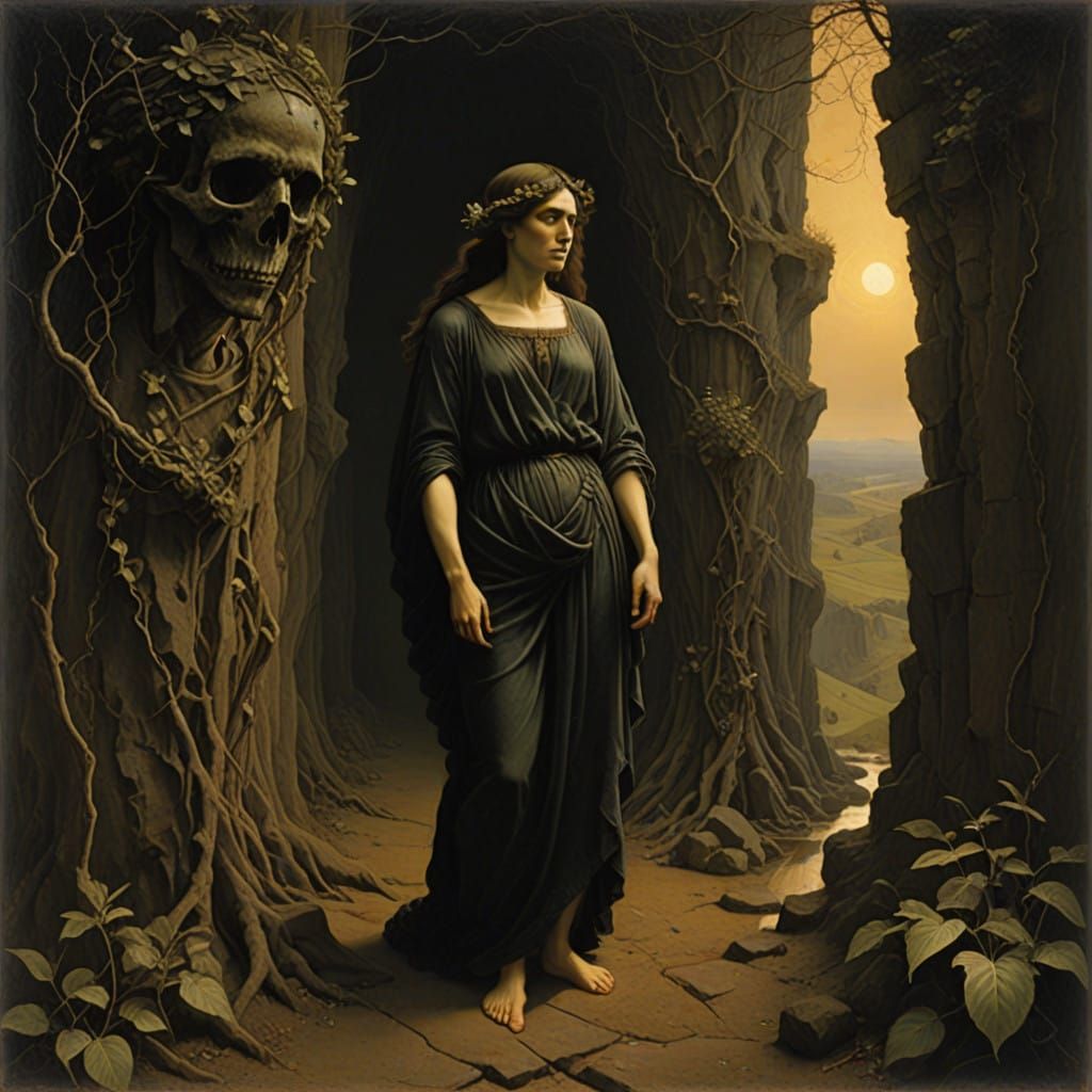 Thésée in the Labyrinth with Ariadne's Thread, Pur... - AI Art