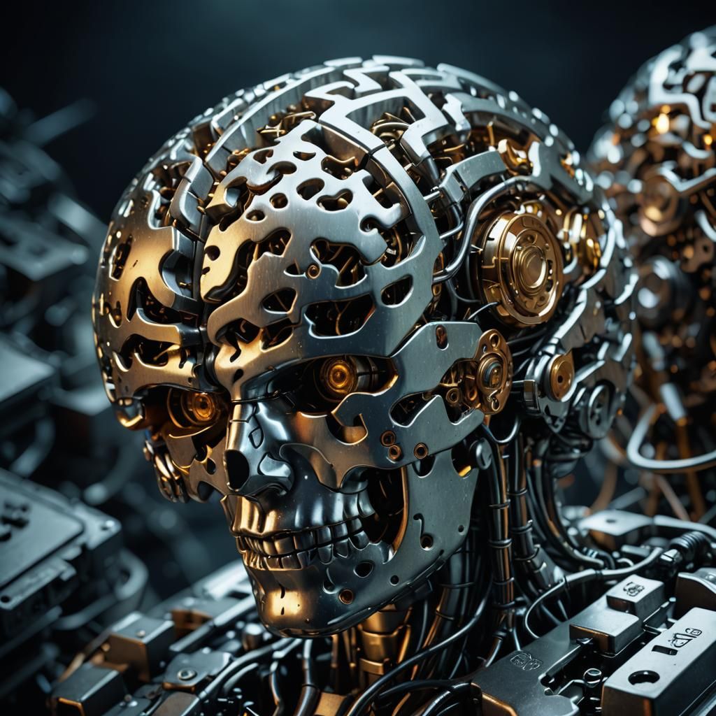Metal brain - AI Generated Artwork - NightCafe Creator