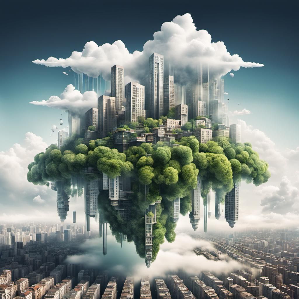 City Under the Clouds - AI Generated Artwork - NightCafe Creator