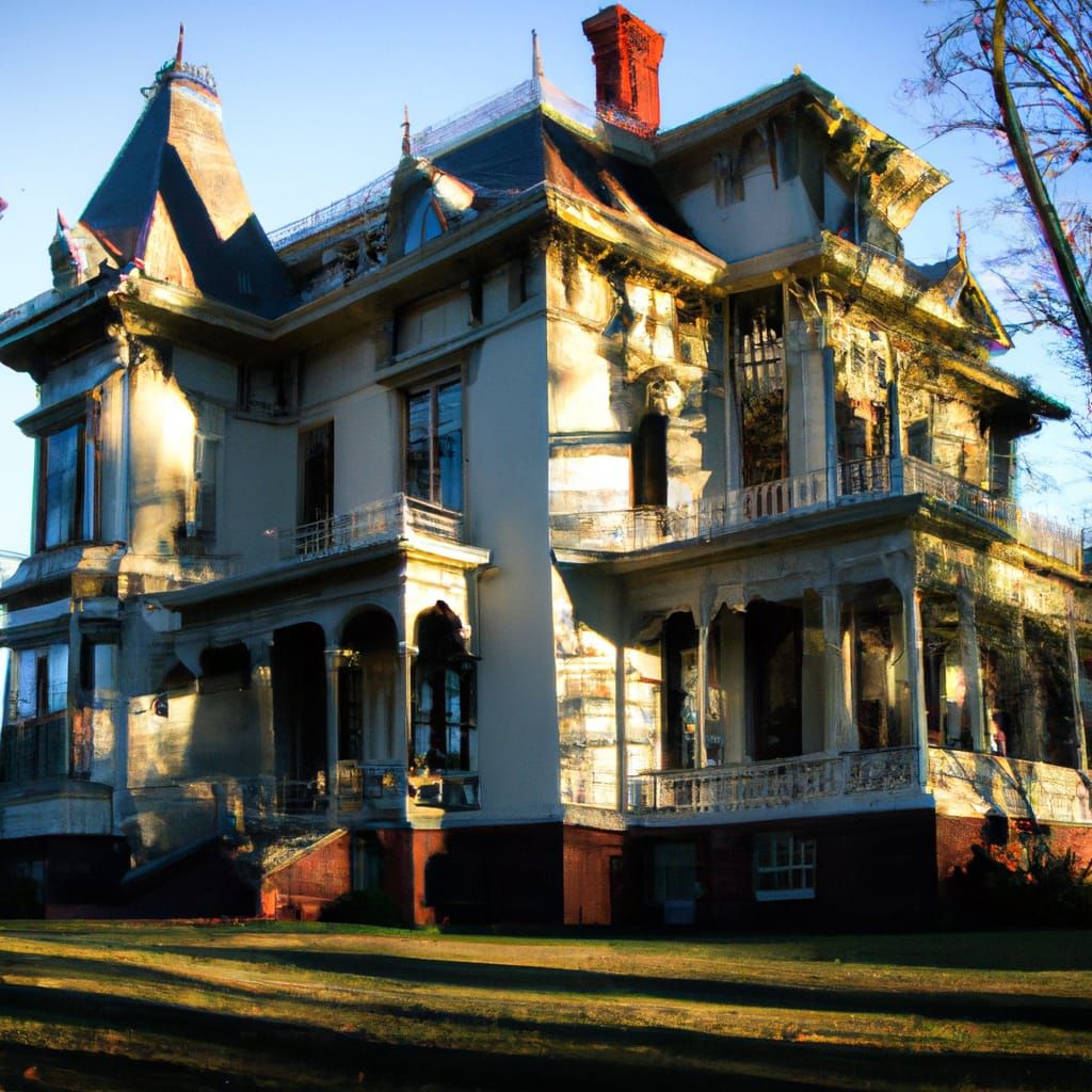 a mysterious mansion that casts a long shadow - AI Generated Artwork ...