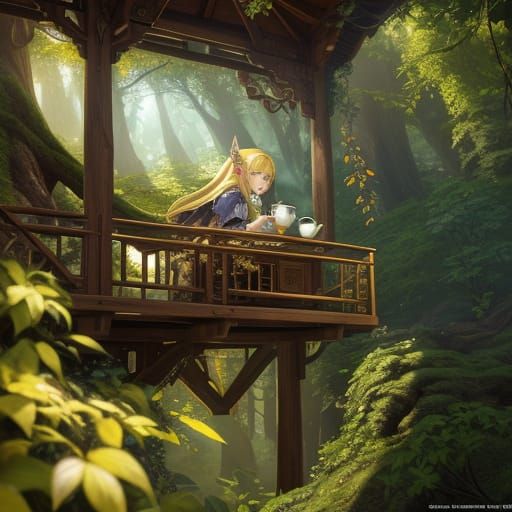 Elf girl on the balcony - Elf girl on the balcony