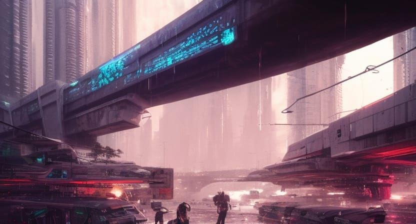 Crowded Overpass - AI Generated Artwork - NightCafe Creator