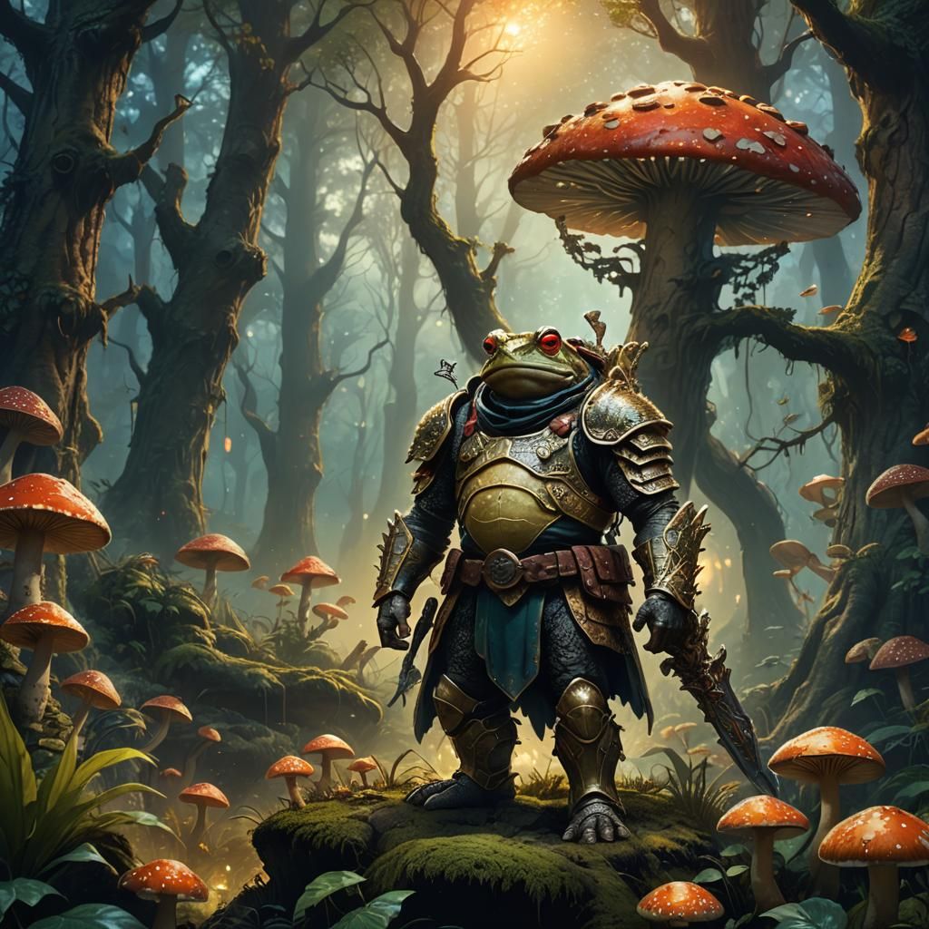 Toad warrior - Heroic Toad Warrior in Enchanted Forest