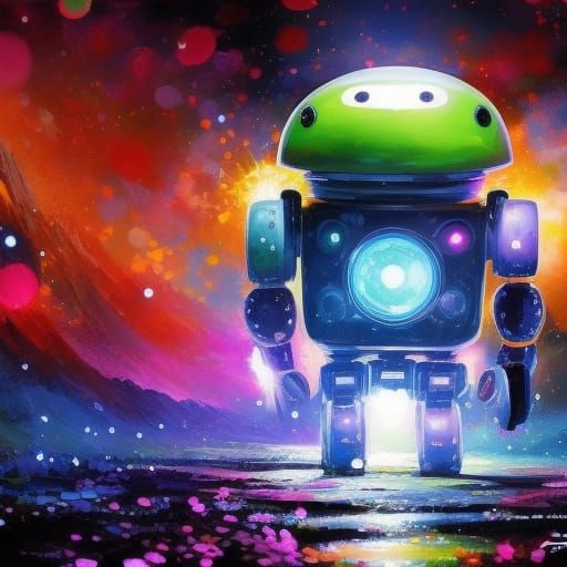 Glowing Green Bot - AI Generated Artwork - NightCafe Creator