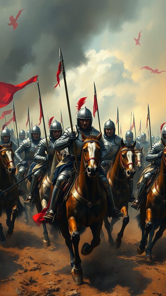 Crusaders Charging into Battle in Epic Medieval St... - AI Art