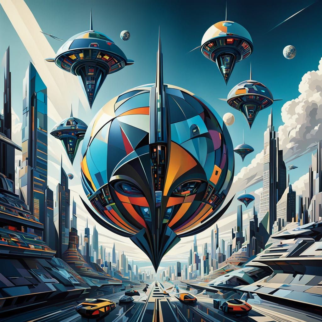 Pablo Picasso’s Cubist Landing - Cubist Aliens Land on a Fut...