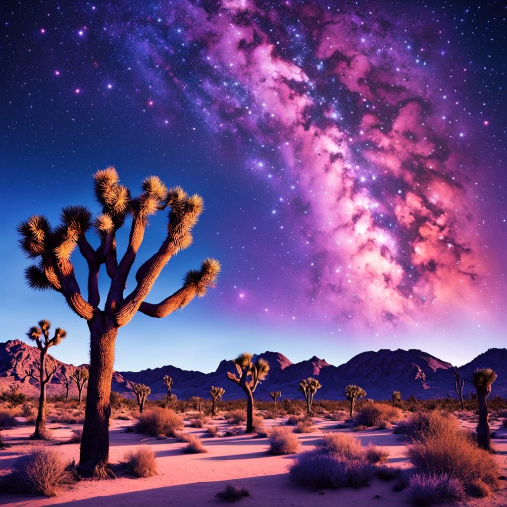 Celestial Dreams over Joshua Tree: Whimsical Plane... - AI Art