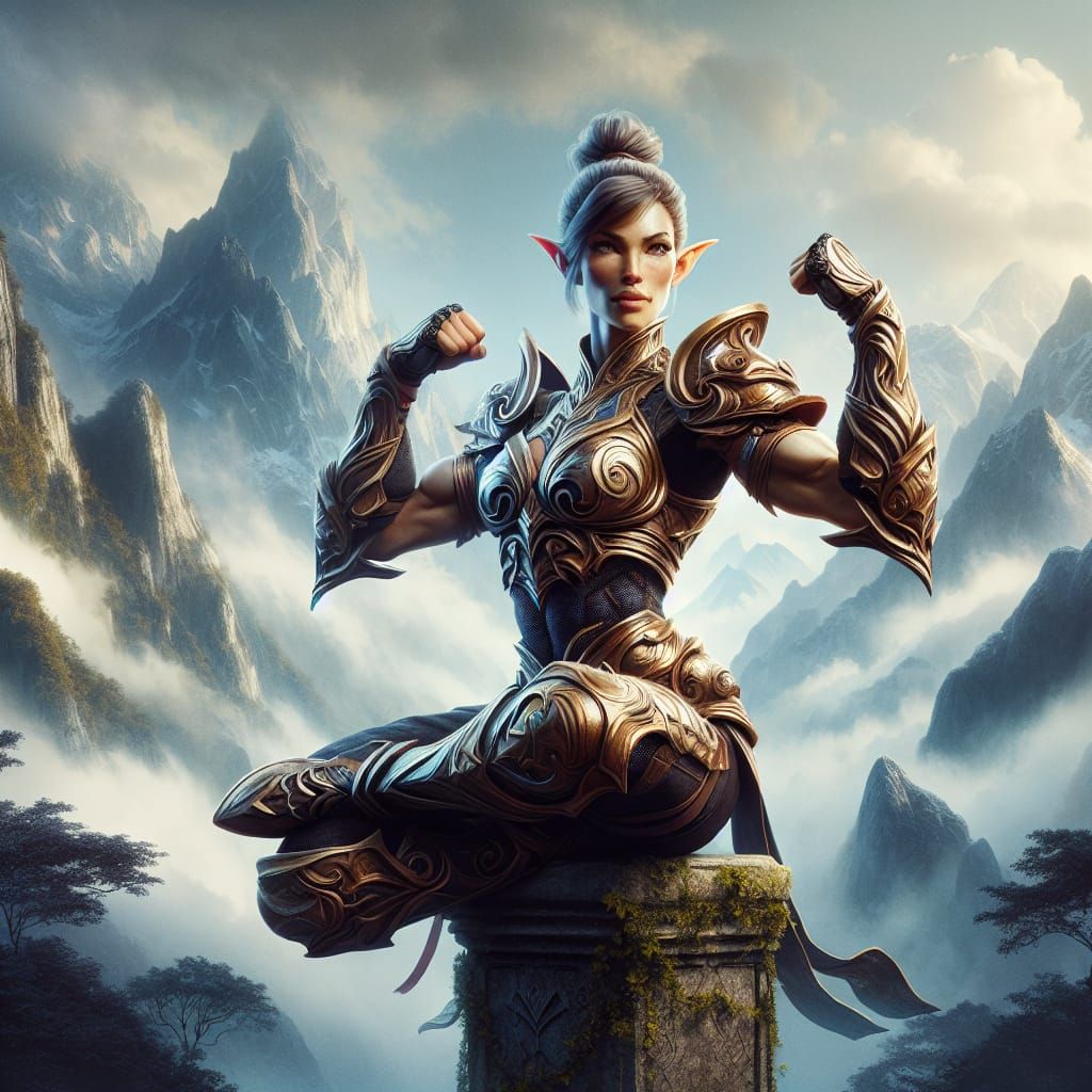 Unyielding Elf Monk Heroine - AI Generated Artwork - NightCafe Creator