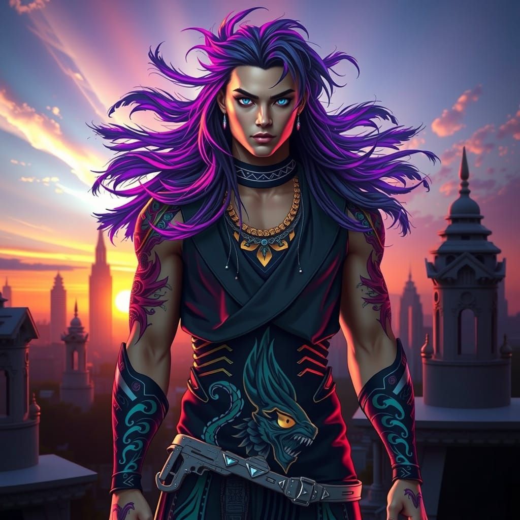 Ethereal Androgynous Figure in Moonlit Splendor - AI Art