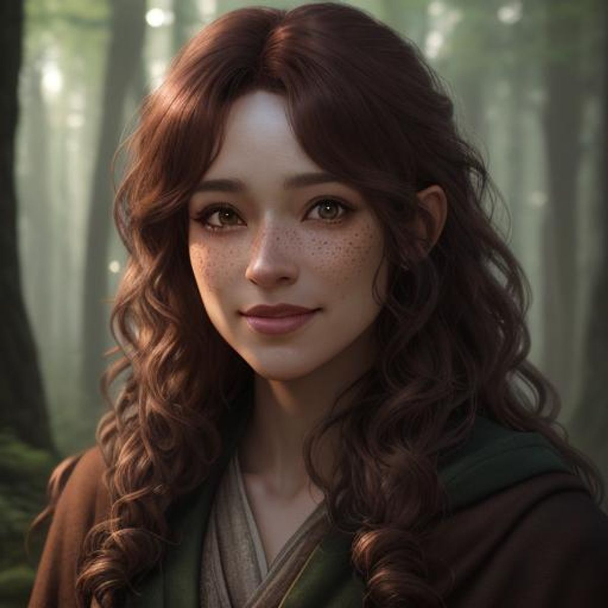 Halfling women, photorealistic, Brown big Curly hair, 25 years old ...