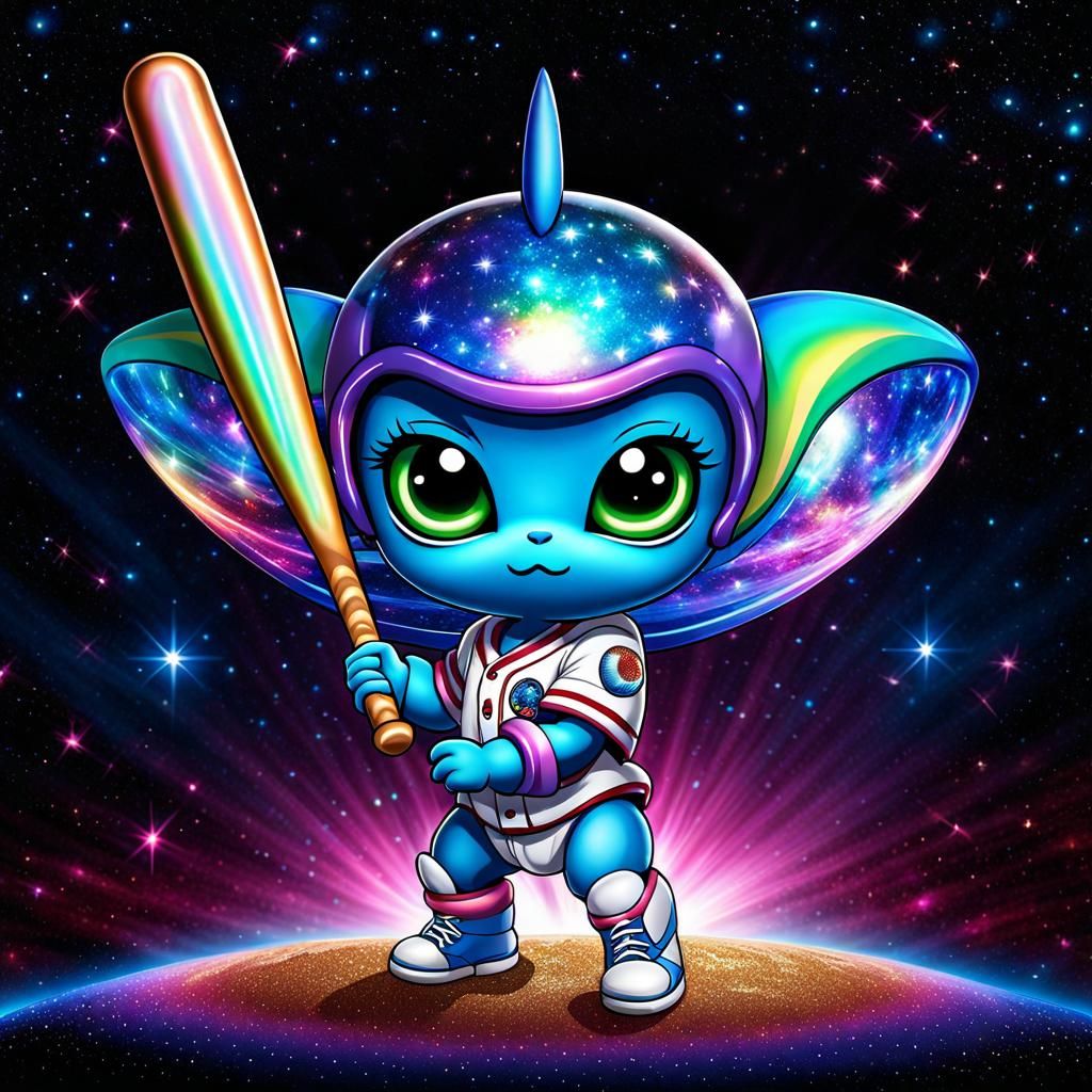 Cute Alien Creature Playing Intergalactic Baseball Game - AI Generated ...