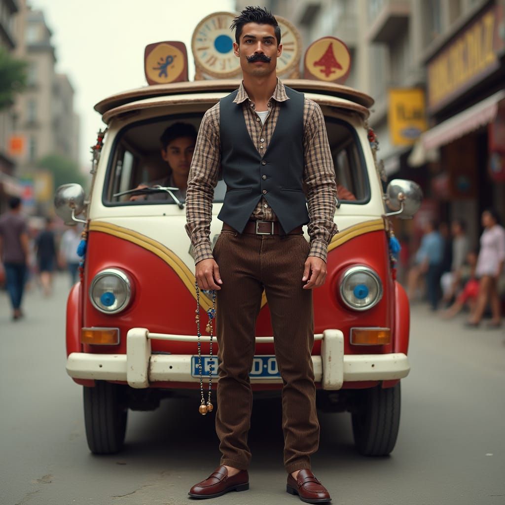 Turkish Dolmuş Driver Cristiano Ronaldo in 80s Ank... - AI Art