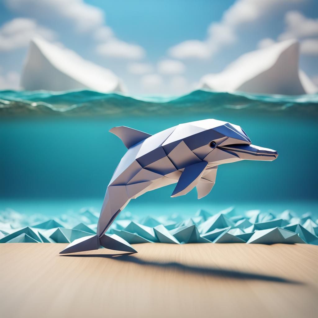 ORIGAMI DOLPHIN - AI Generated Artwork - NightCafe Creator