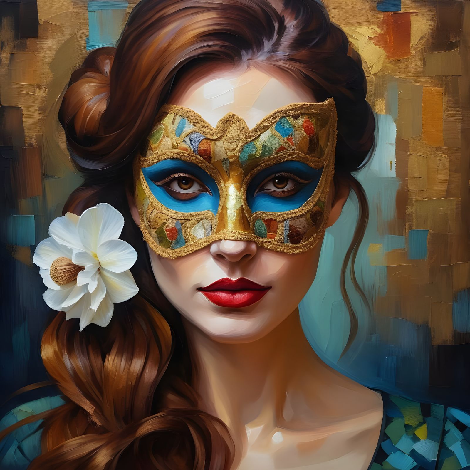 Fabric Opera - Neo-Expressionist Portrait of a Woman in Eleg...