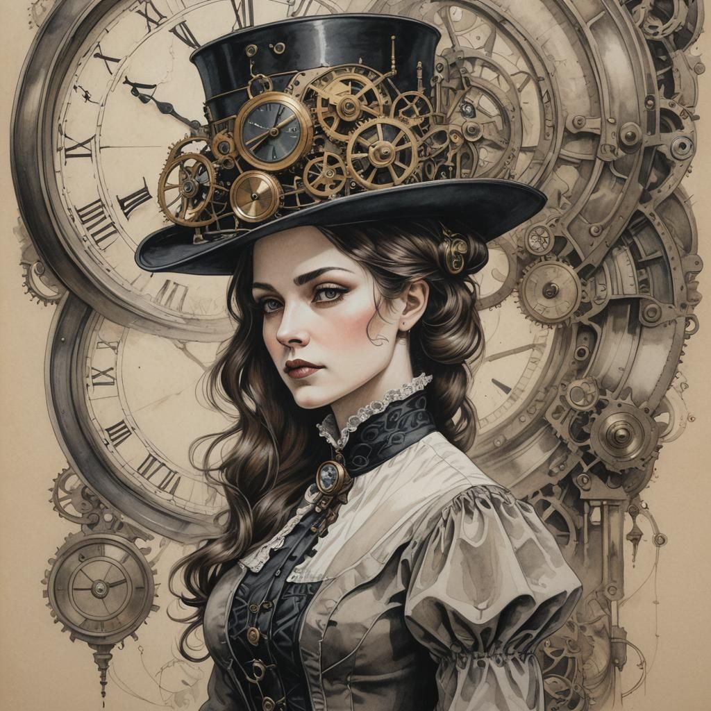 Victorian Steampunk Portrait - AI Generated Artwork - NightCafe Creator
