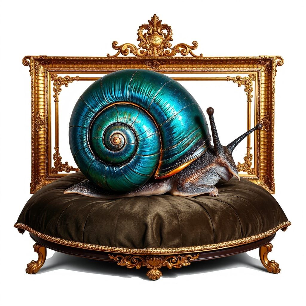 Giant Alpha Centauri Snail as a Lovable Pet in Bar... - AI Art