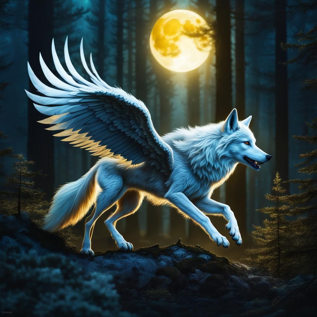 Winged Wolf - AI Generated Artwork - NightCafe Creator