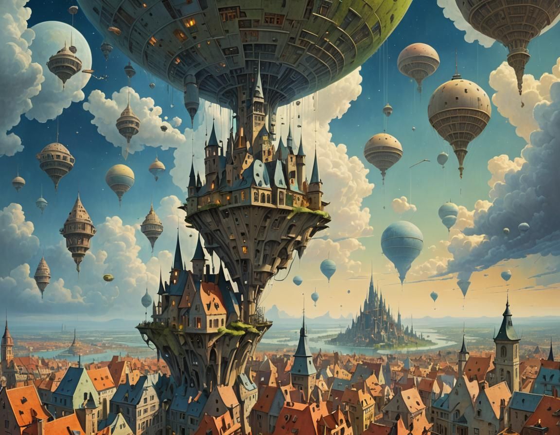 Flying cities - AI Generated Artwork - NightCafe Creator