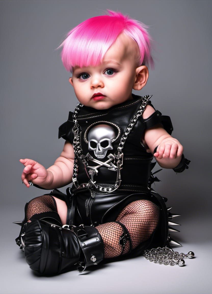 Professional Model Photography of a real Emo Goth baby, wearing ...