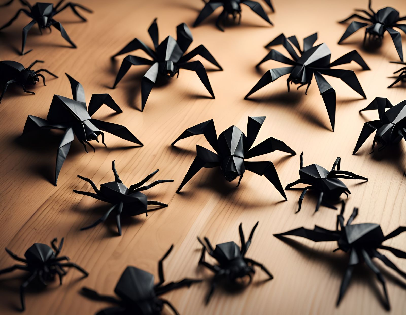 Black origami spiders for halloween - AI Generated Artwork - NightCafe ...