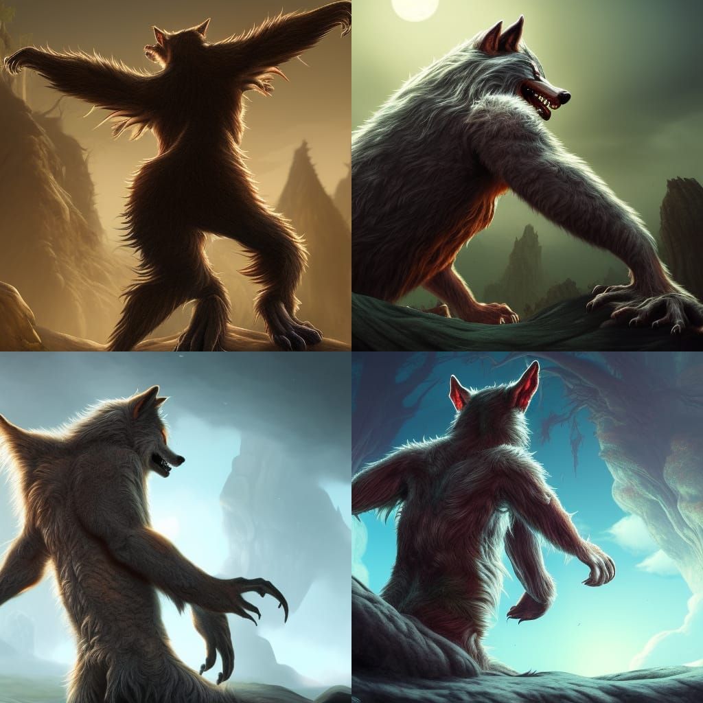 Horrible furless werewolf with three hands sprouting from back - AI ...