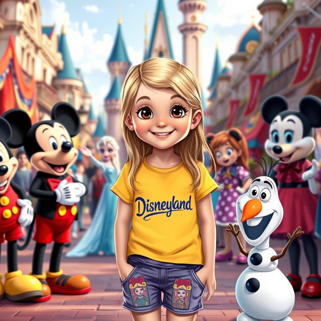 A Disney Princess Surrounded by Beloved Mascots in... - AI Art