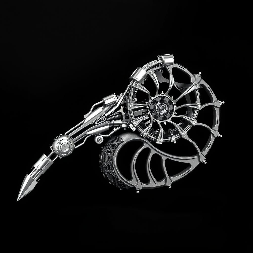 Cyberpunk Industrial Nautilus-Shaped Cyber Weapon - AI Art