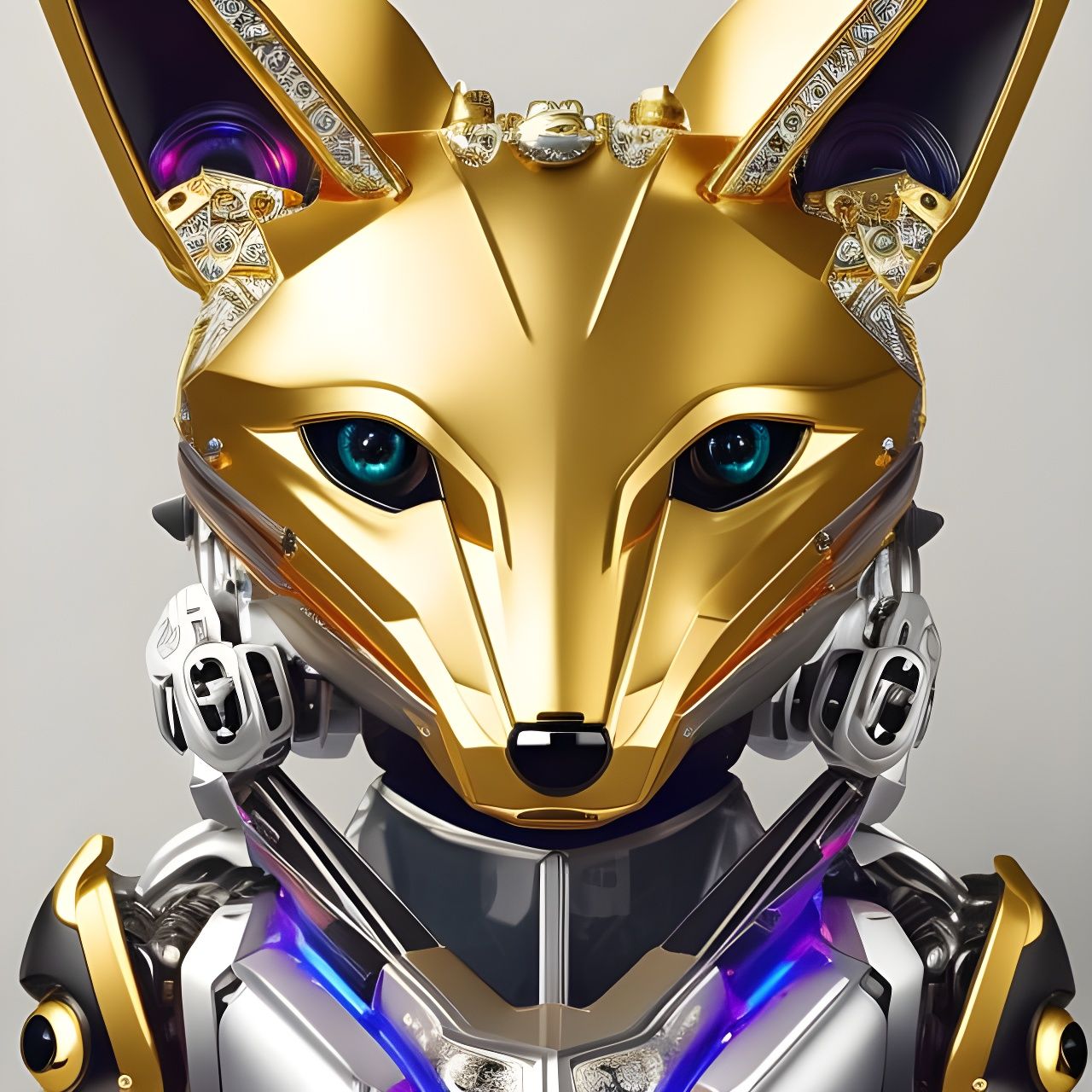 Cyberpunk Robot Fox made of Precious Metal - AI Generated Artwork ...