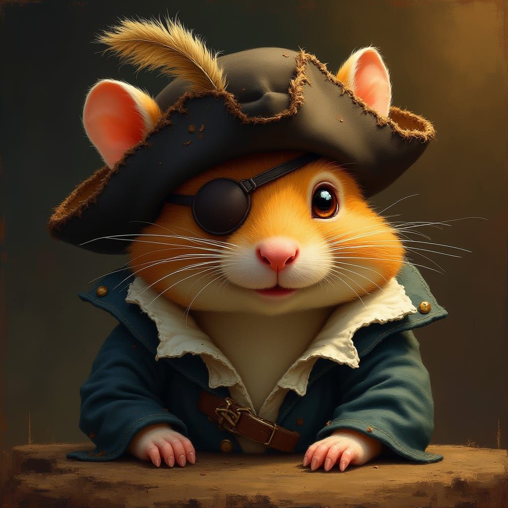 rat in a pirate hat with a patch - Pirate Rodent Buccaneer i...