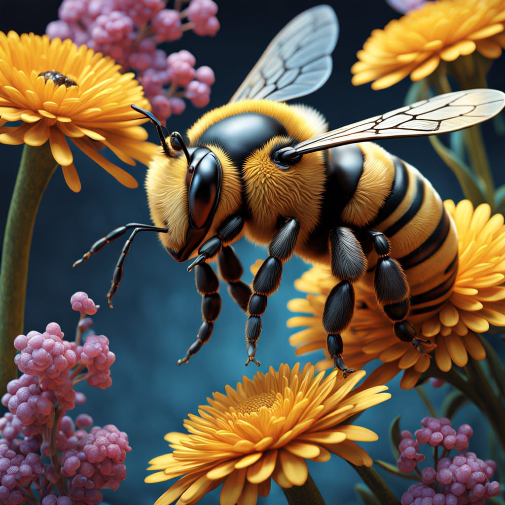 Ethereal Bees in Whimsical Realism - AI Art