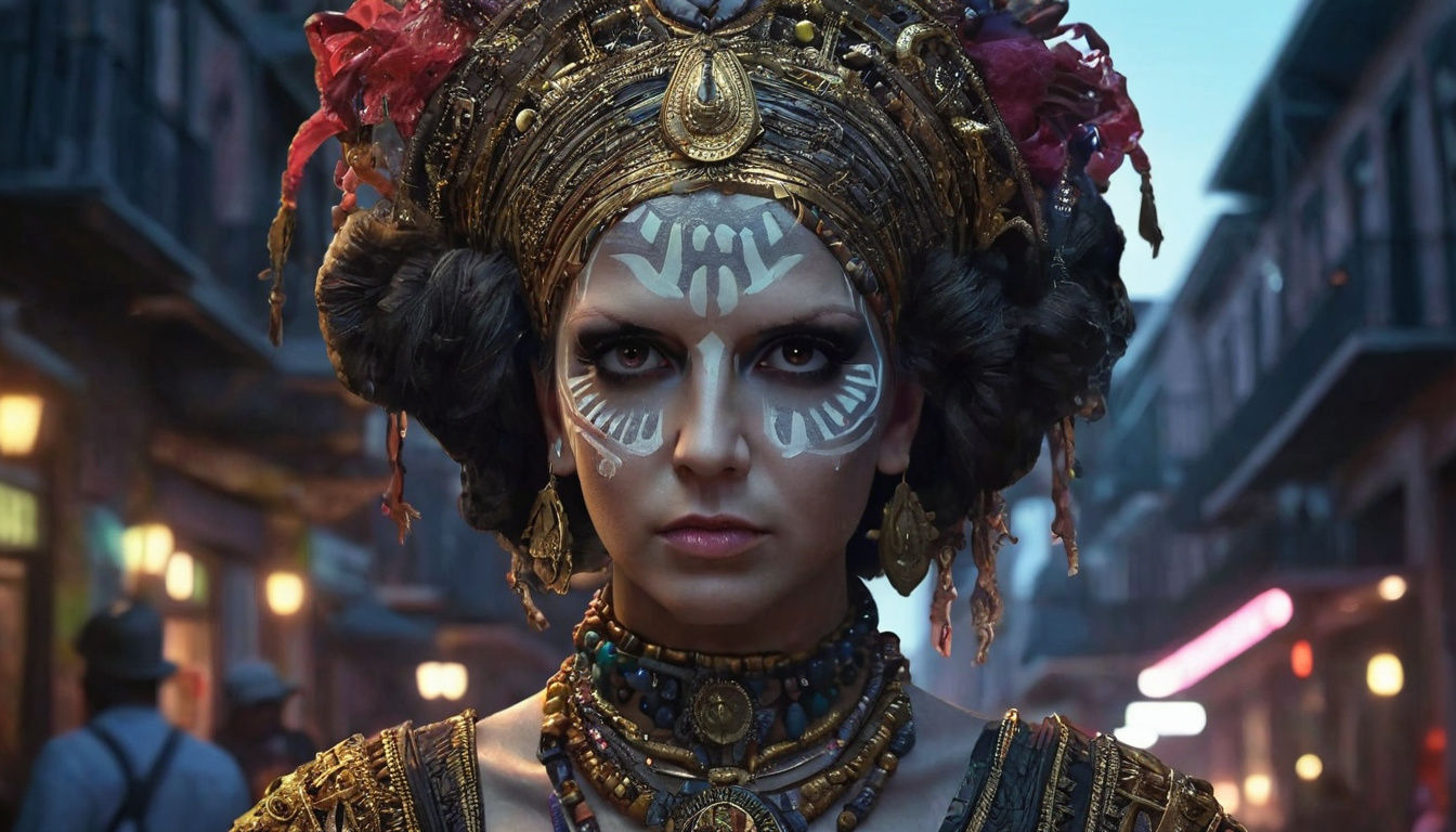Dark Fantasy Voodoo Priestess in New Orleans Maste... - AI Art