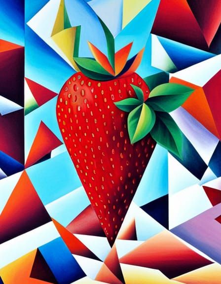 strawberries cubist painting abstract cubism - AI Generated Artwork ...