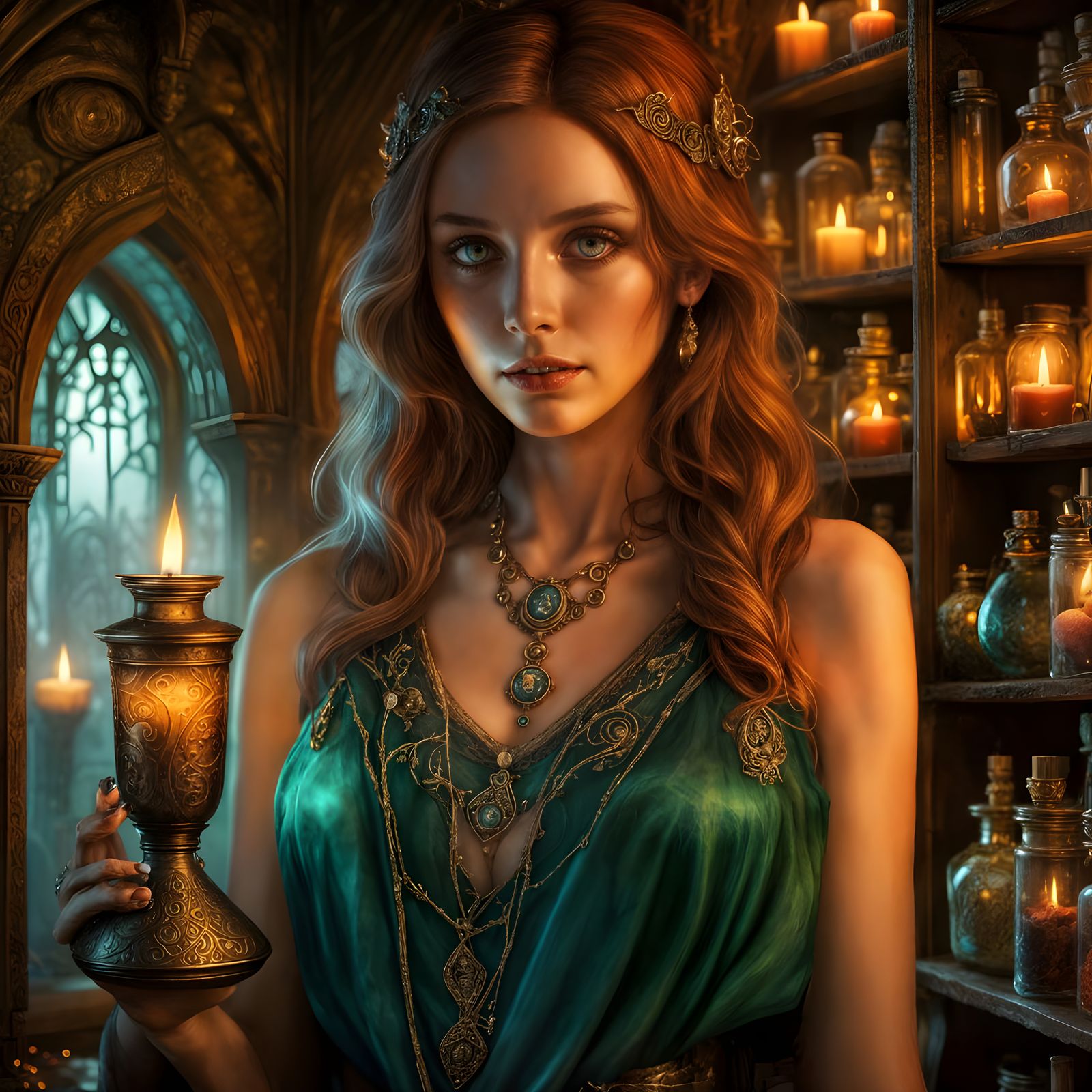 Amazon Sorceress "I stand within the sacred confines of my chamber where the very air thrums ...