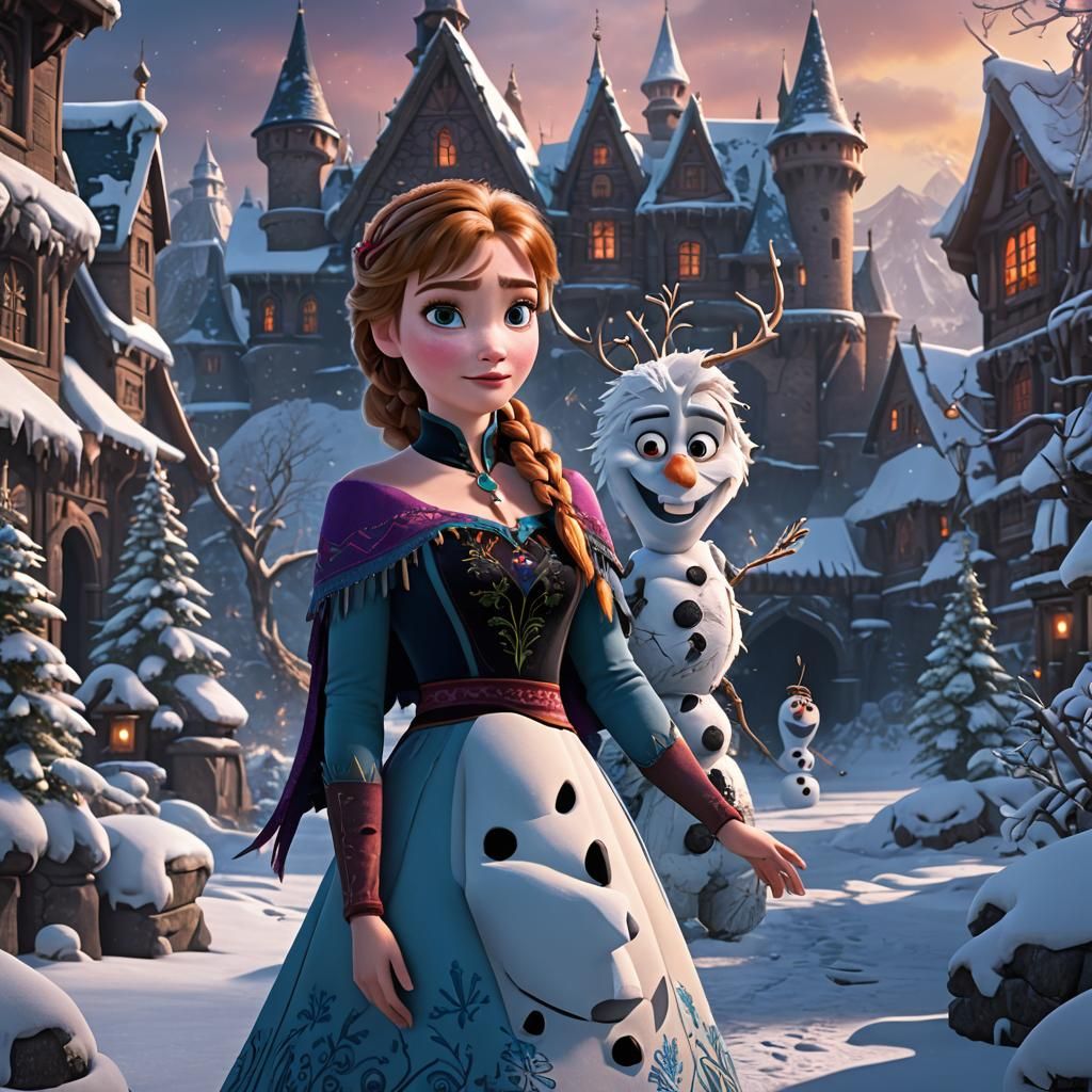 anna from frozen; olaf - AI Generated Artwork - NightCafe Creator