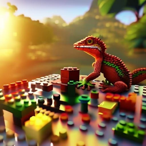 Gecko playing with Legos - AI Generated Artwork - NightCafe Creator