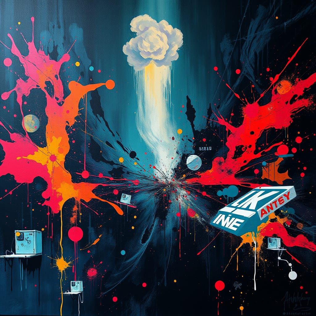 An absolute void - Cosmic Canvas of Eerie, Vibrant Abstracti...