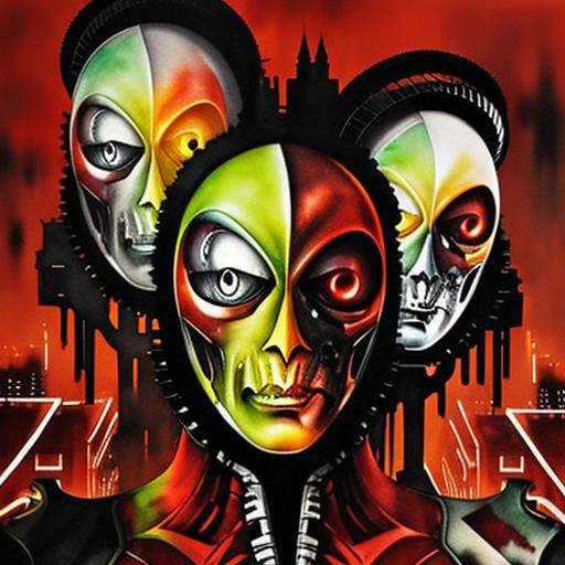 Double exposure photography of a alien creature and a underexposed ...