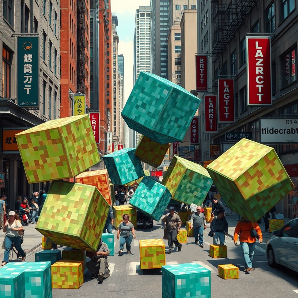 Minecraft Blocks in Real Life - Pixelated Blocks in Urban L...