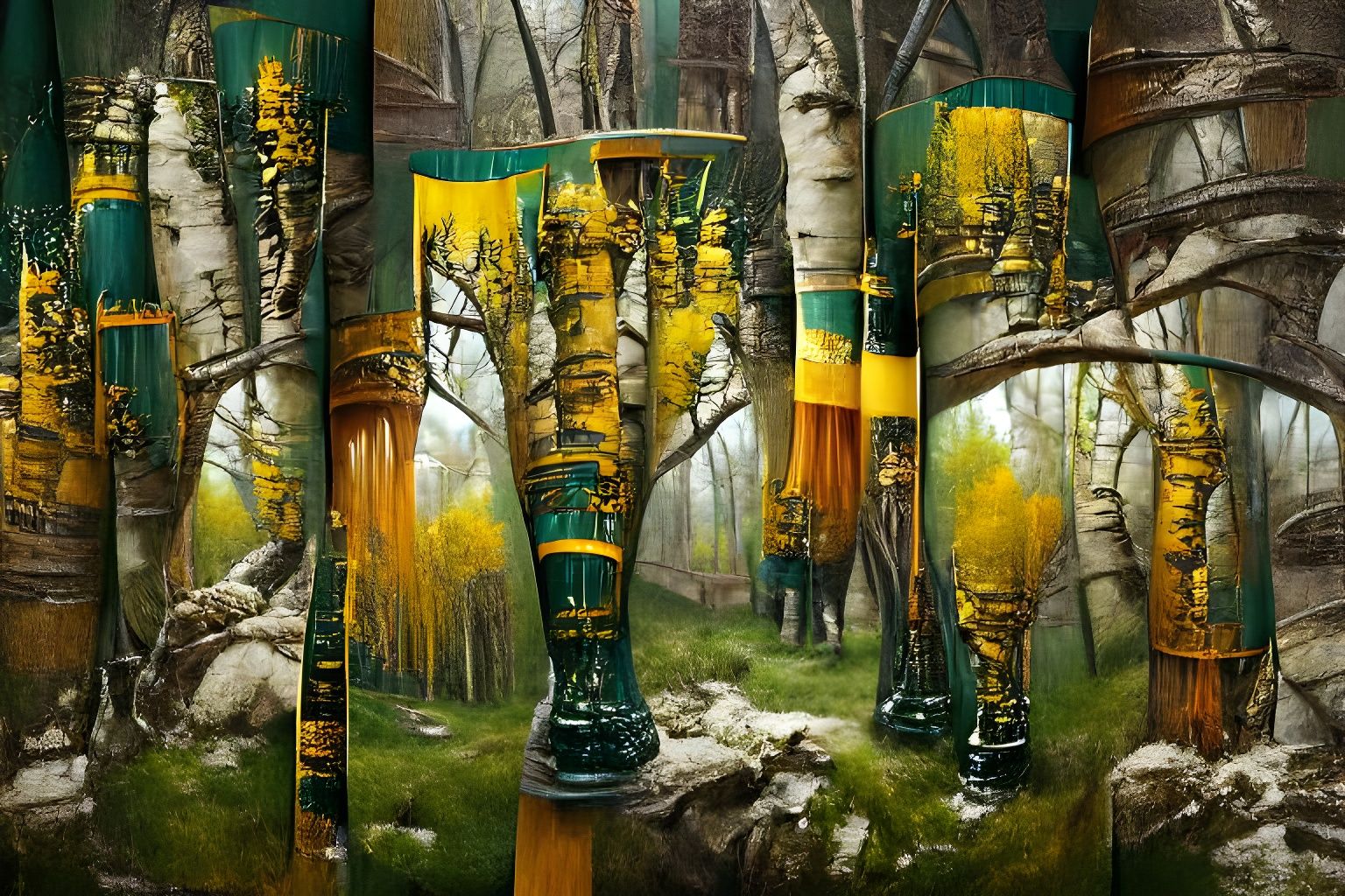 Dystopian birch trees forest" - weight: 1 "8k resolution beautiful ...