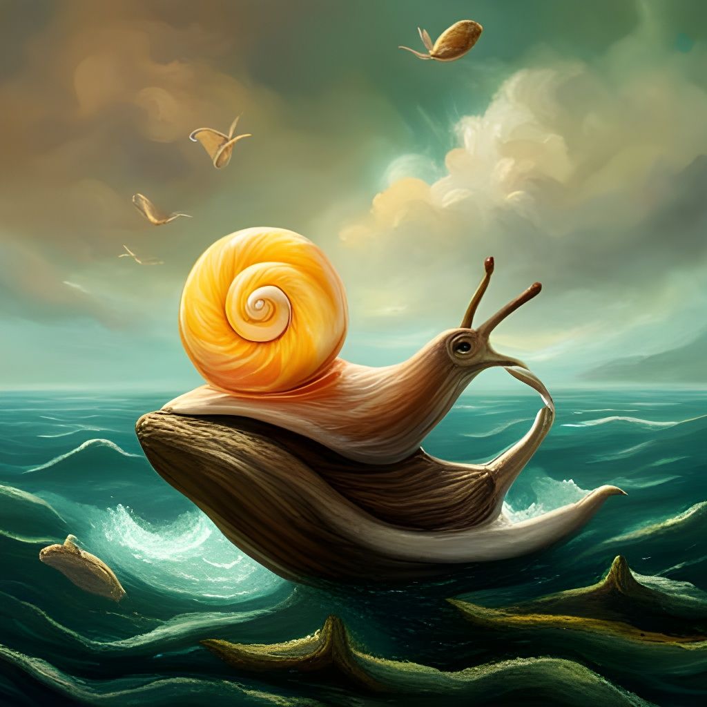Snail Holding on to Boat - AI Generated Artwork - NightCafe Creator