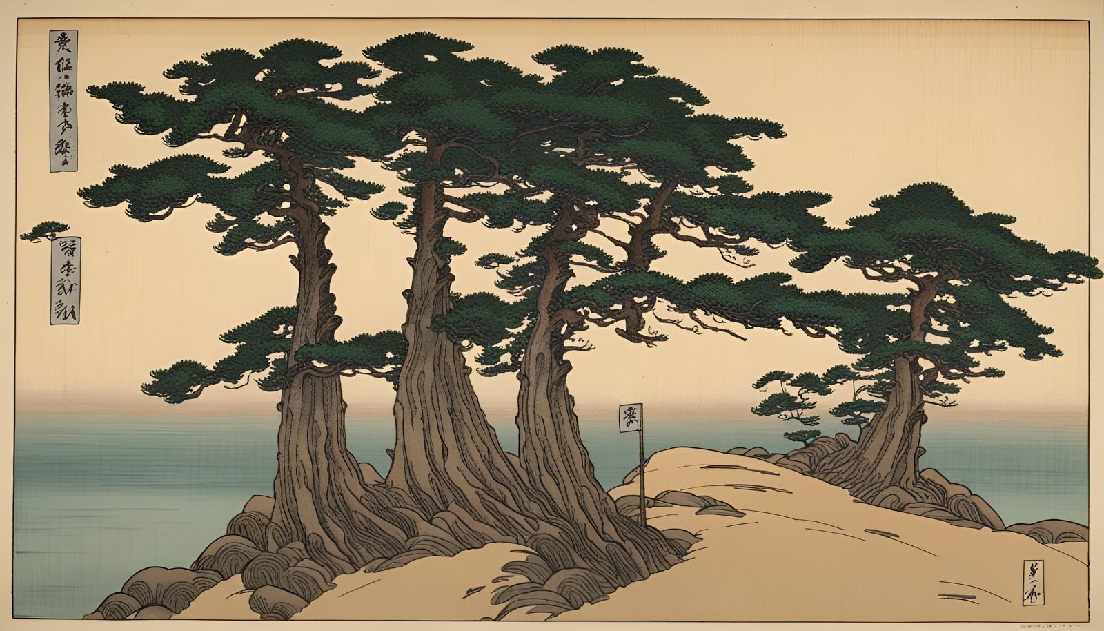 Kano Eitoku - Cypress Trees - AI Generated Artwork - NightCafe Creator
