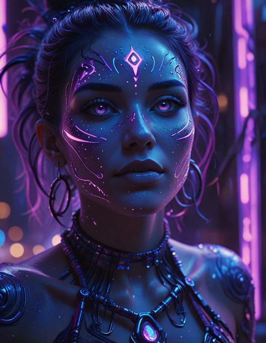 National Piercing Day - Vibrant Festival Scene in Neon Hues